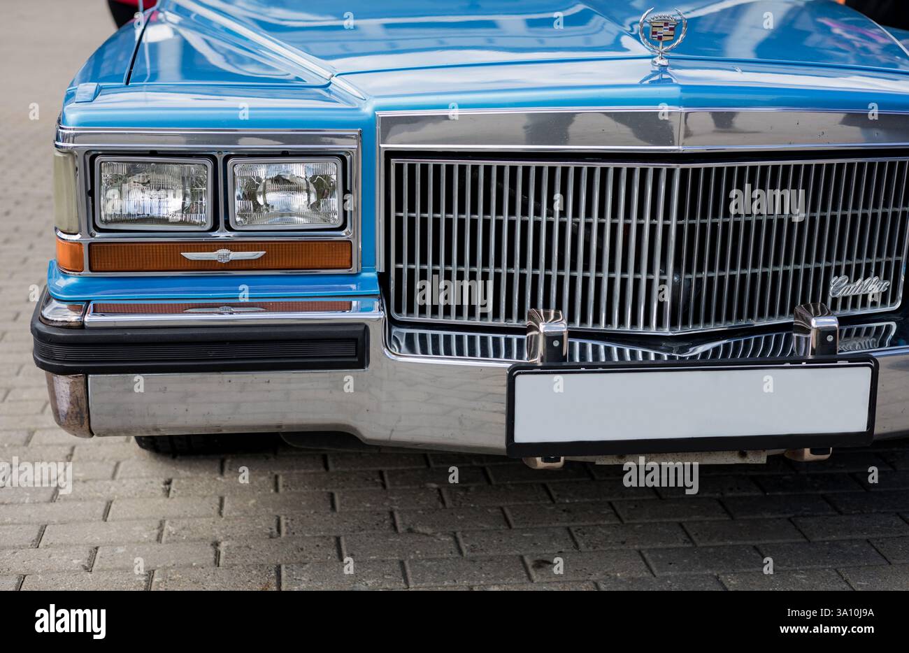Minsk, Belarus, March 6, 2025 - classic old luxury car Cadillac, front ...