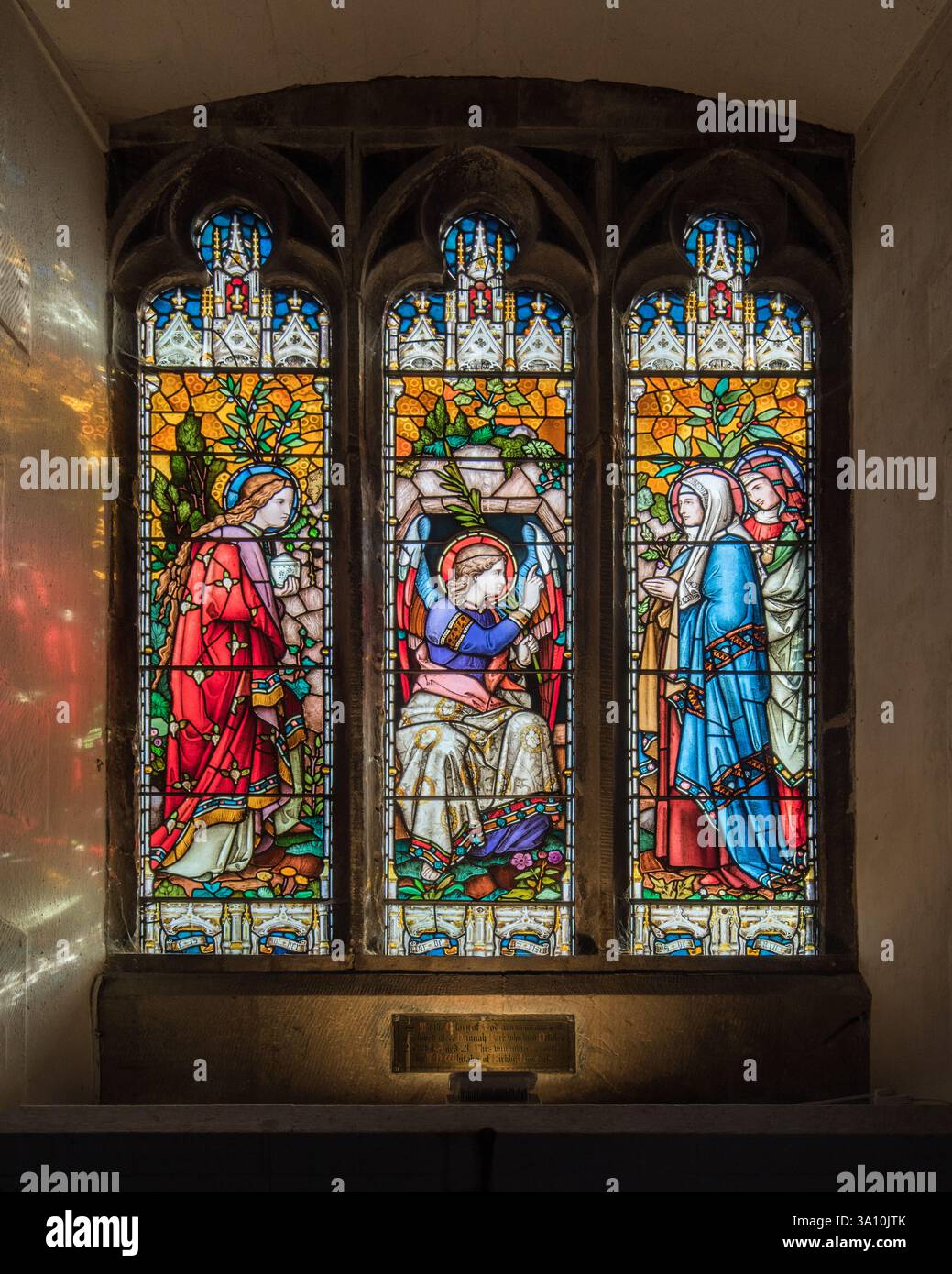 South aisle stained glass window in St Marys church Kirkby Lonsdale ...