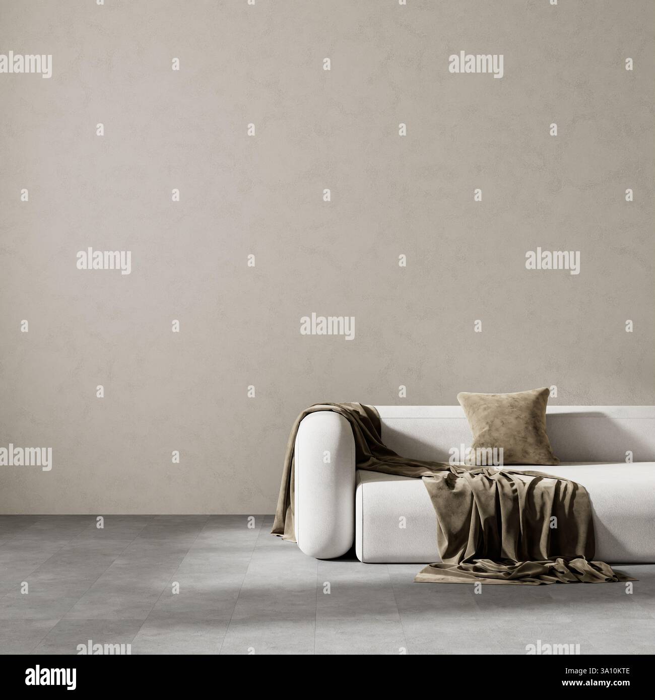 living room interior mock up with modern furnitures. Empty wall mock up ...