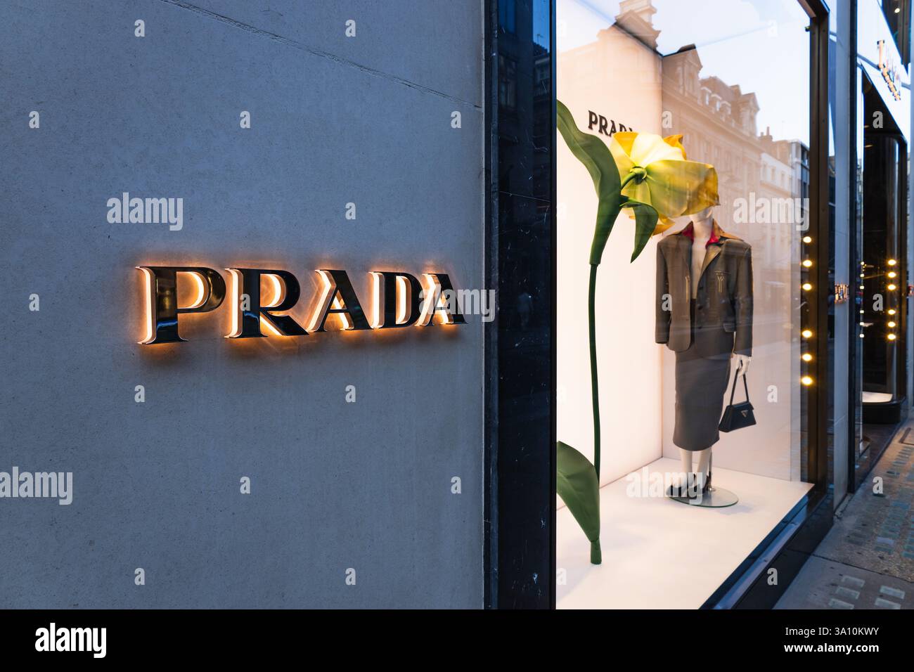 Elegant Prada Logo Sign on Luxury Retail Store Exterior. London, UK, 28 ...