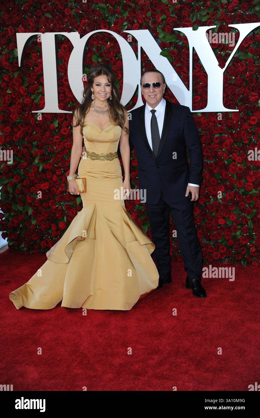 Thalia and Tommy Mottola arriving at the 70th Annual Tony Awards at The ...