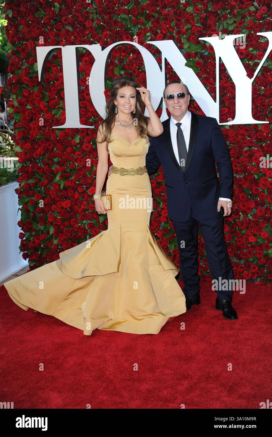 Thalia and Tommy Mottola arriving at the 70th Annual Tony Awards at The ...