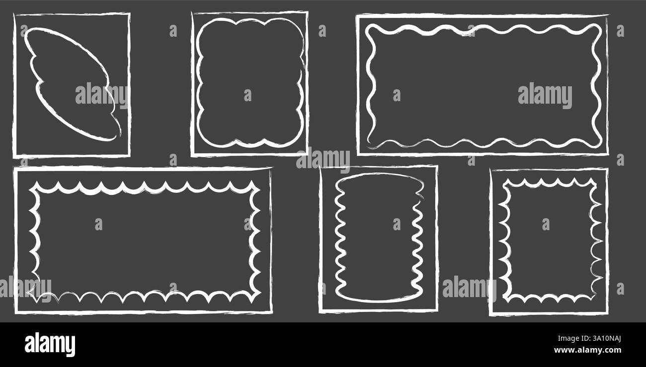 Hand drawn lace inner scalloped frames. Chalk line scalloped frames. 4 ...