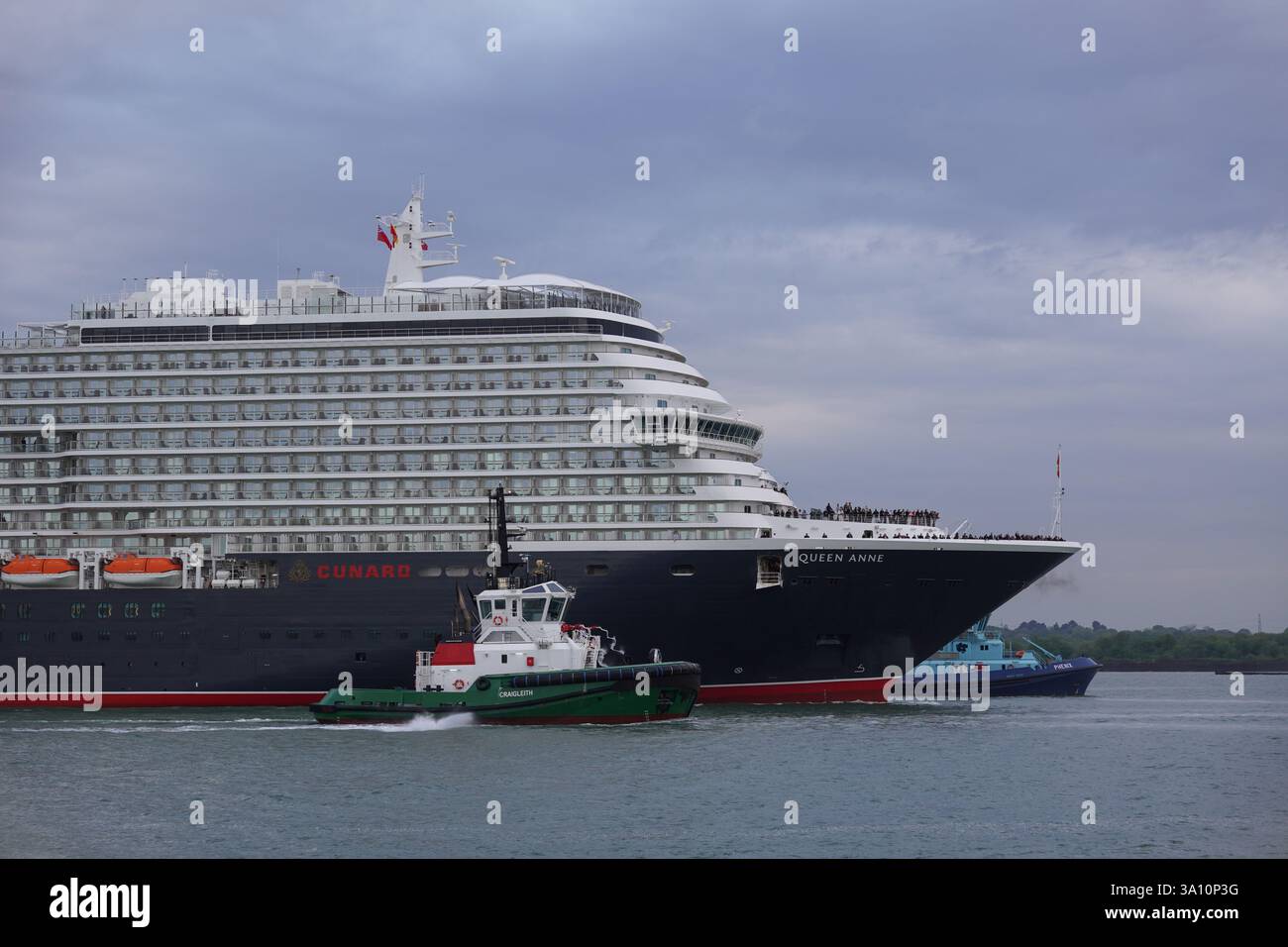Queen Anne cruise ship arriving at port of Southampton UK 30 April 2024 ...