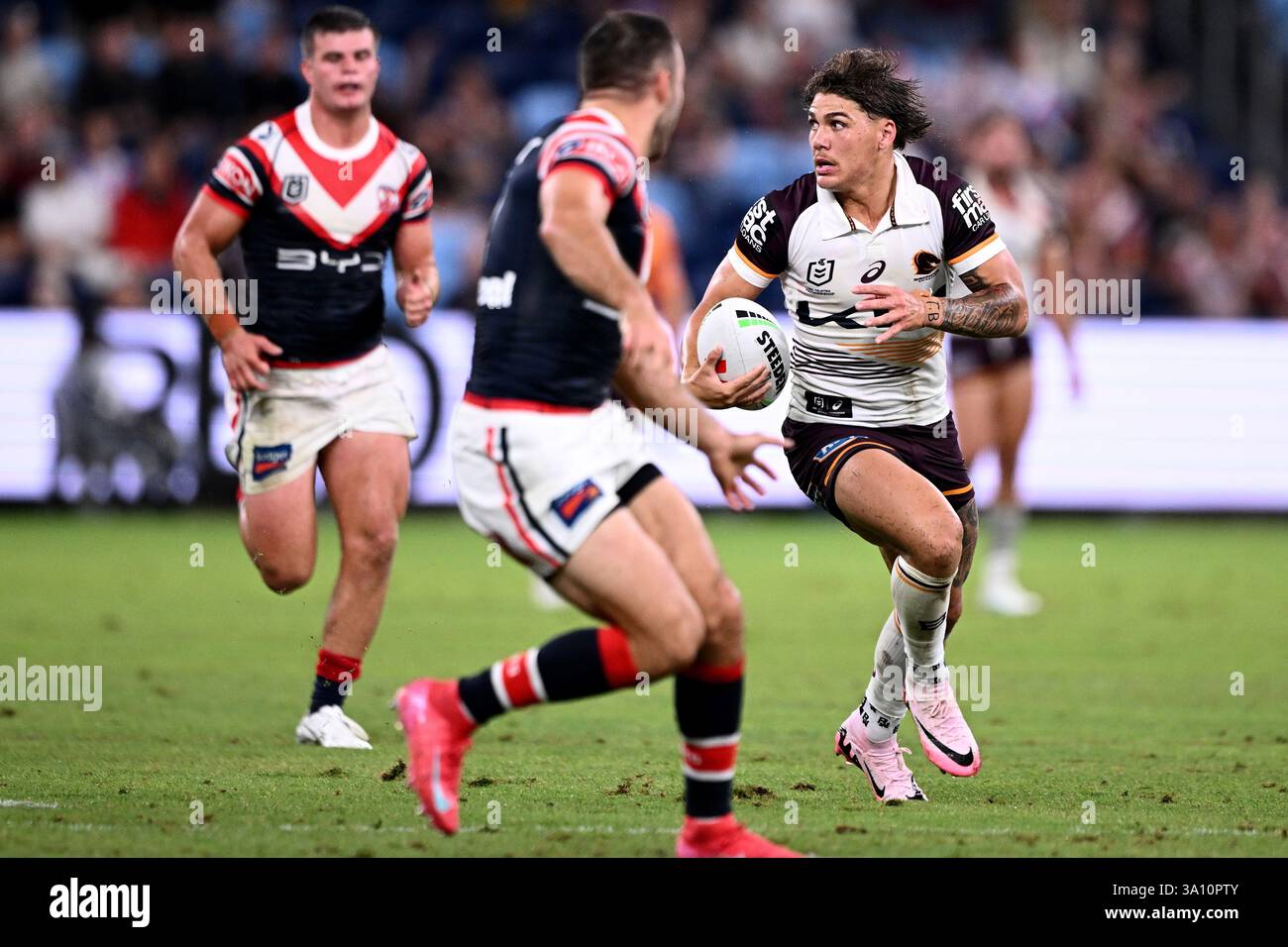 Sydney, Australia. 06th Mar, 2025. Reece Walsh of the Broncos runs the ...
