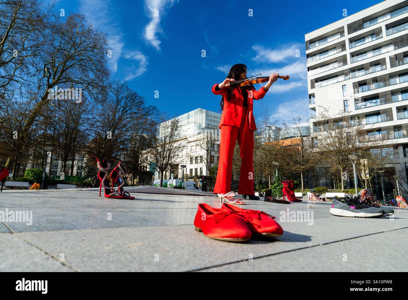 Brussels, Belgium. 06th Mar, 2025. a visual protest action against ...