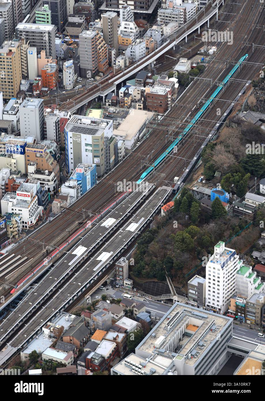 An aerial photo shows the uncoupled Tohoku Shinkansen (bullet train ...