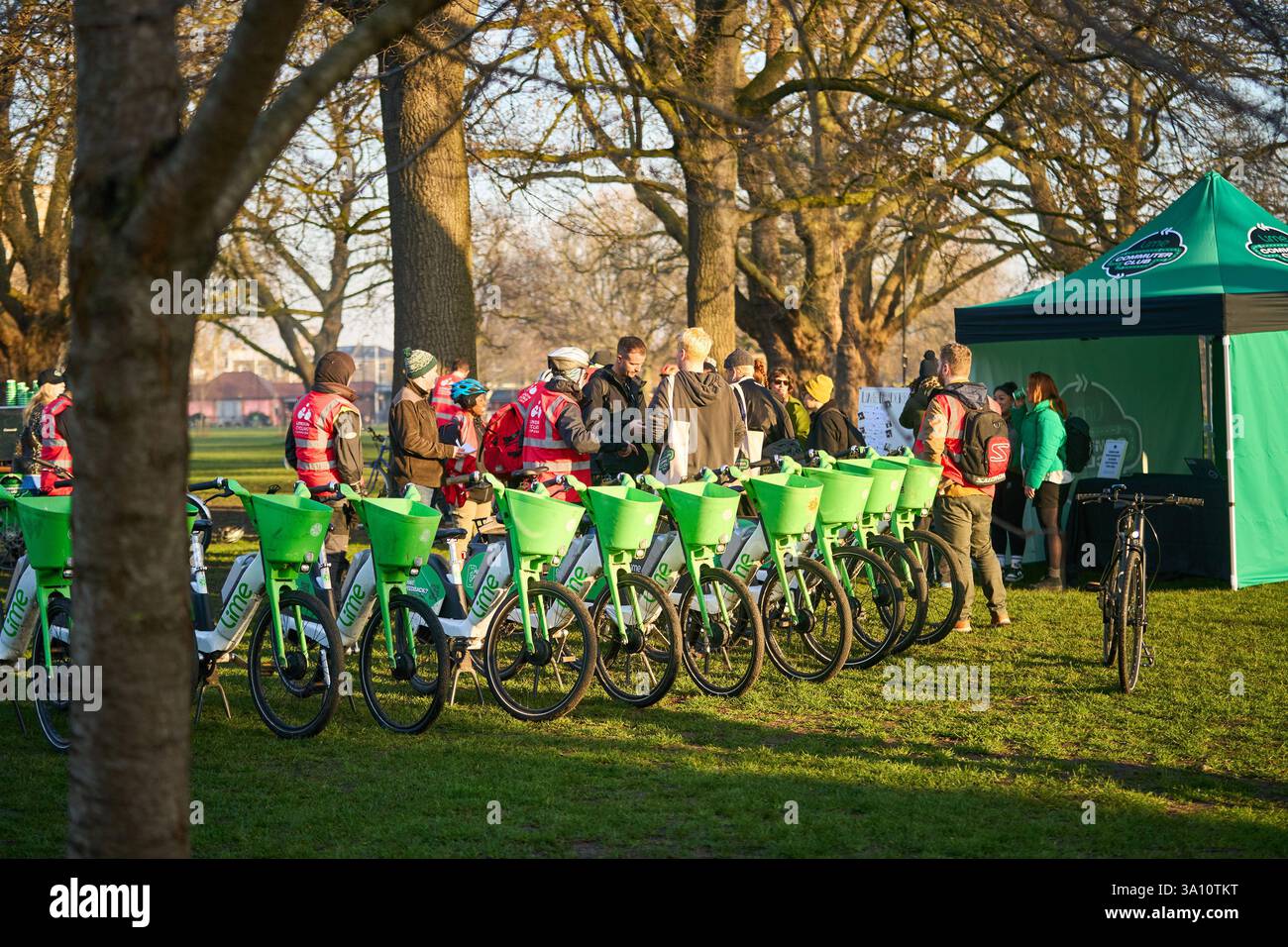 EDITORIAL USE ONLY Cyclists meet up in London Fields ahead of Lime ...