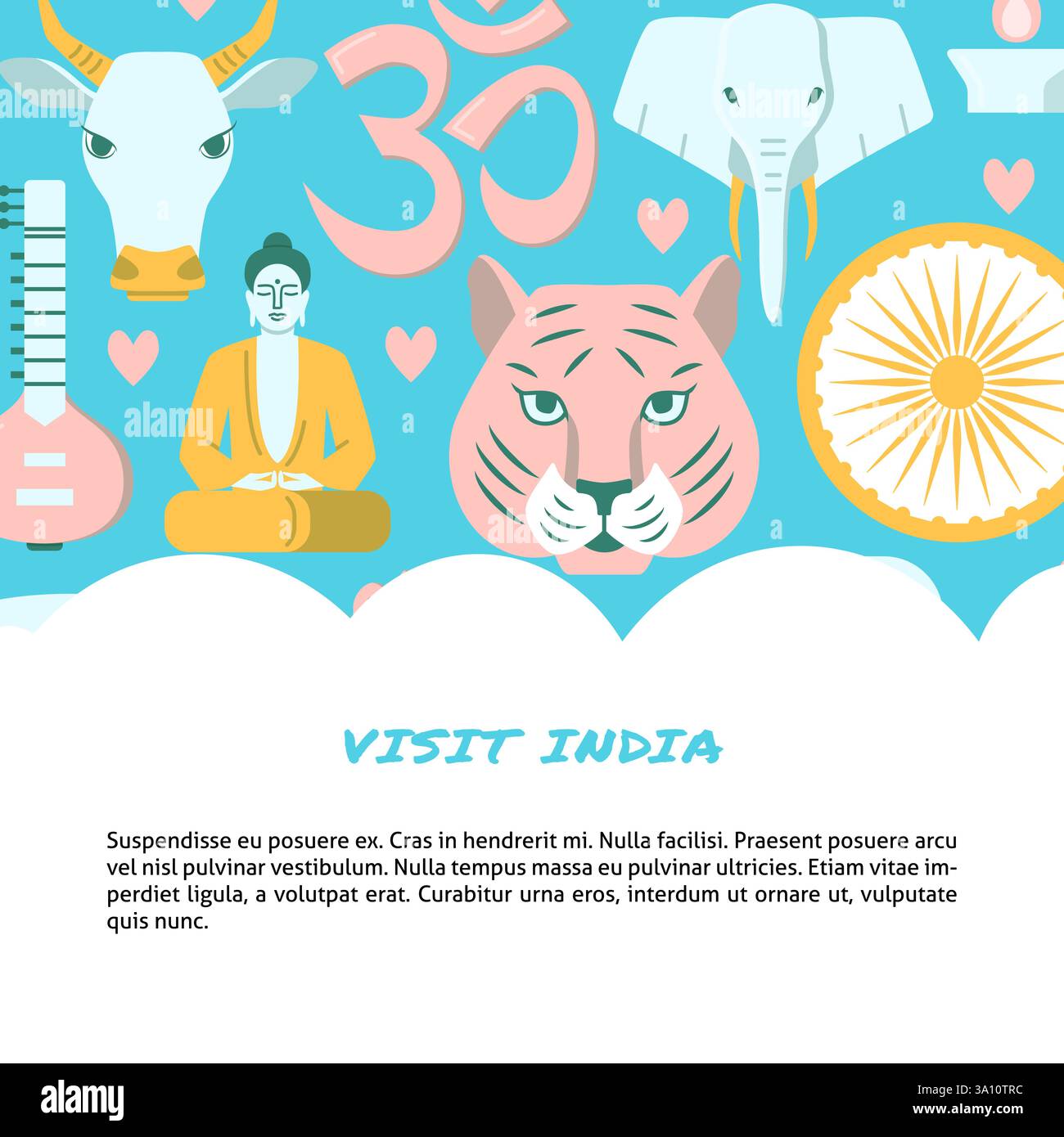 Visit India colorful concept banner in flat style with place for text ...