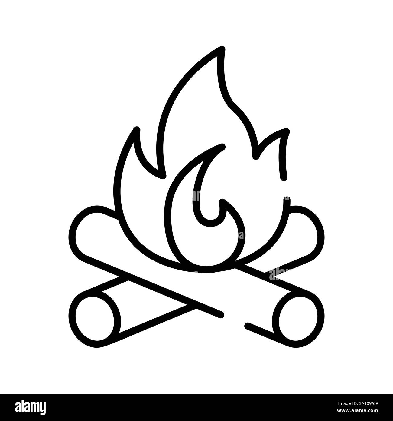 Campfire, burning bonfire, wood log with fire flame in editable design ...