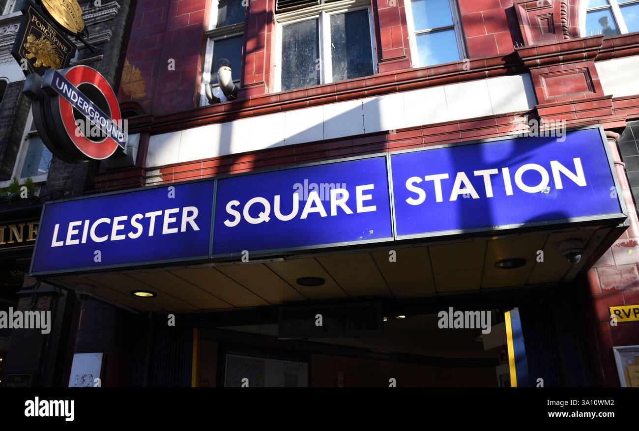 Entrance to Leicester Square Tube Station, City of Westminster, London ...