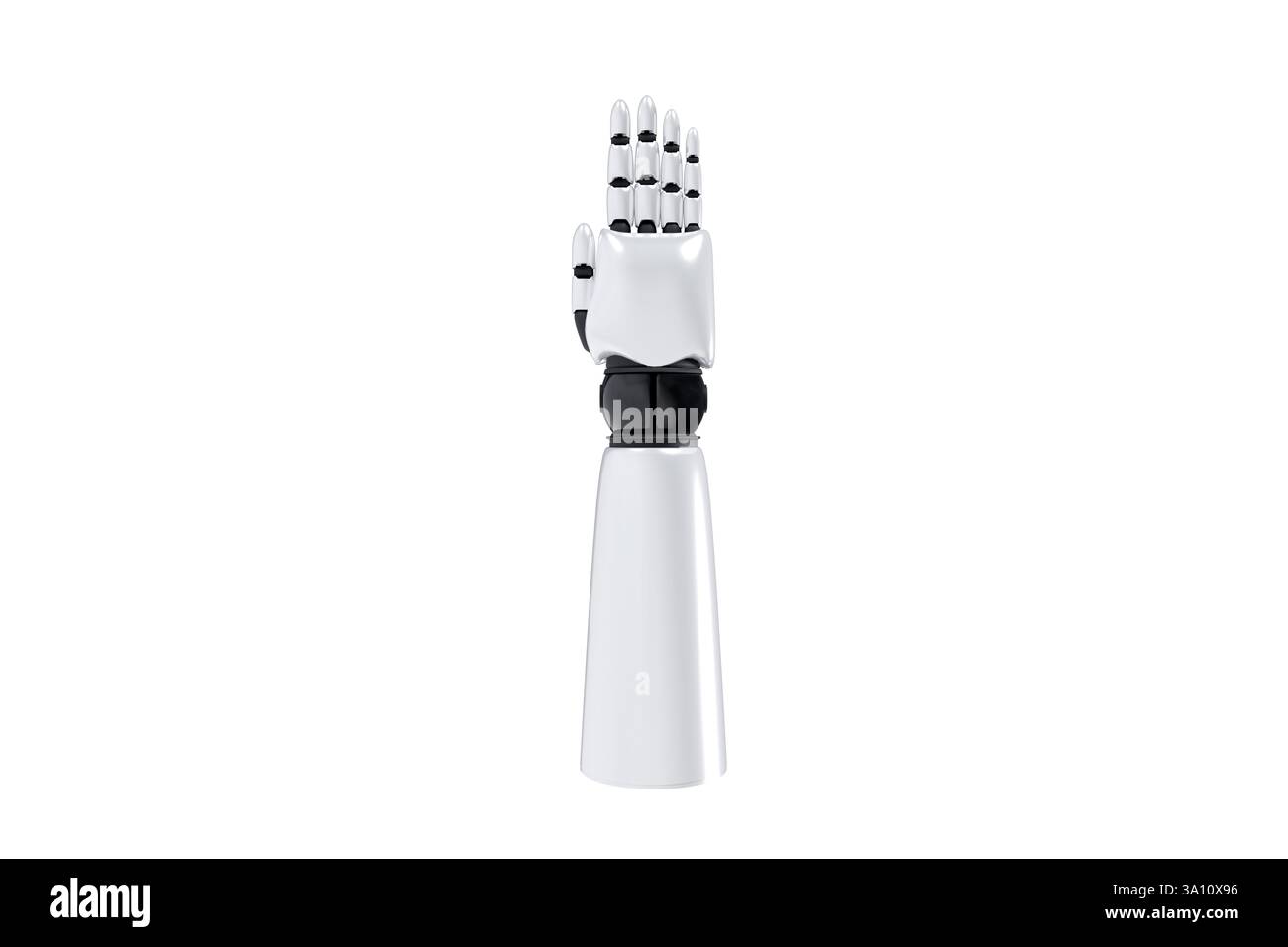 Robot hand in white and black colors on a white background, part of the ...