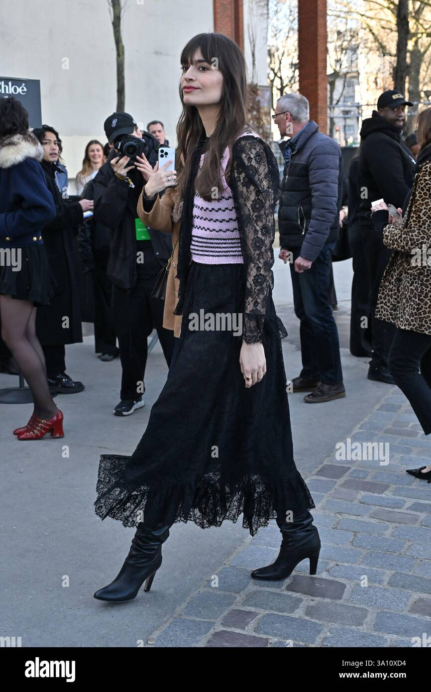 Clara Luciani arriving at Chloe show during Paris Fashion Week in Paris ...