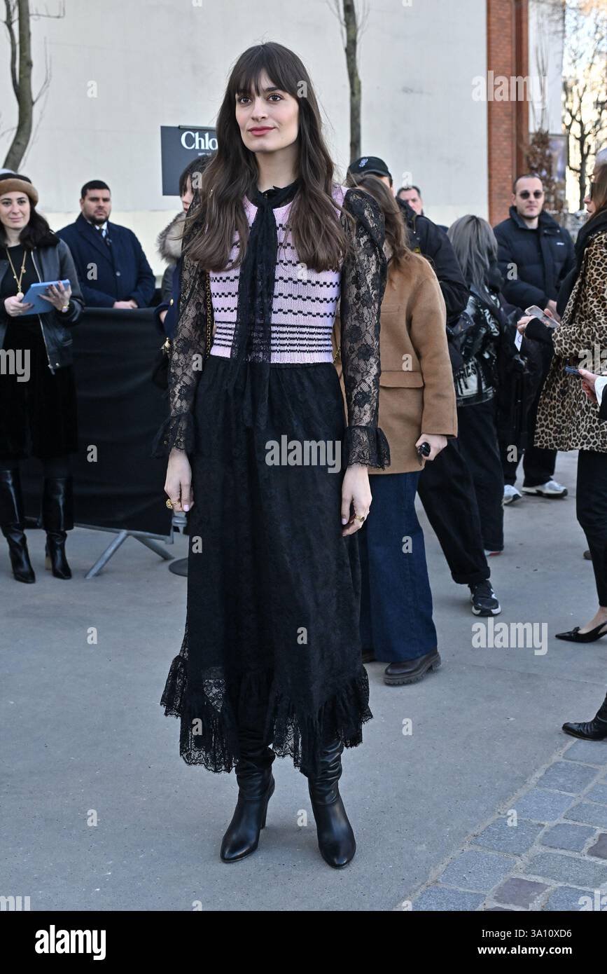 Clara Luciani arriving at Chloe show during Paris Fashion Week in Paris ...