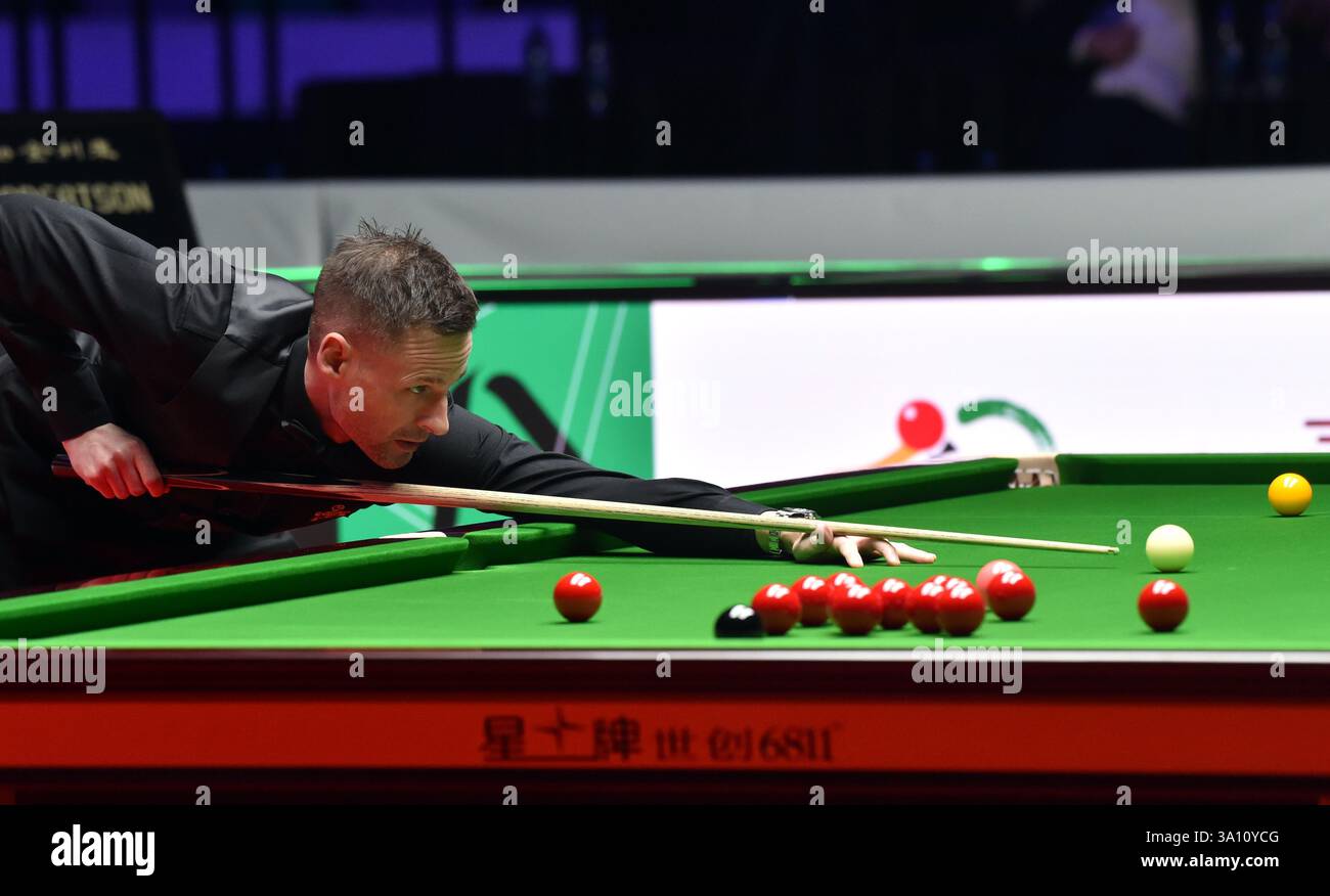 Hong Kong, China. 6th Mar, 2025. David Gilbert of England plays a shot ...