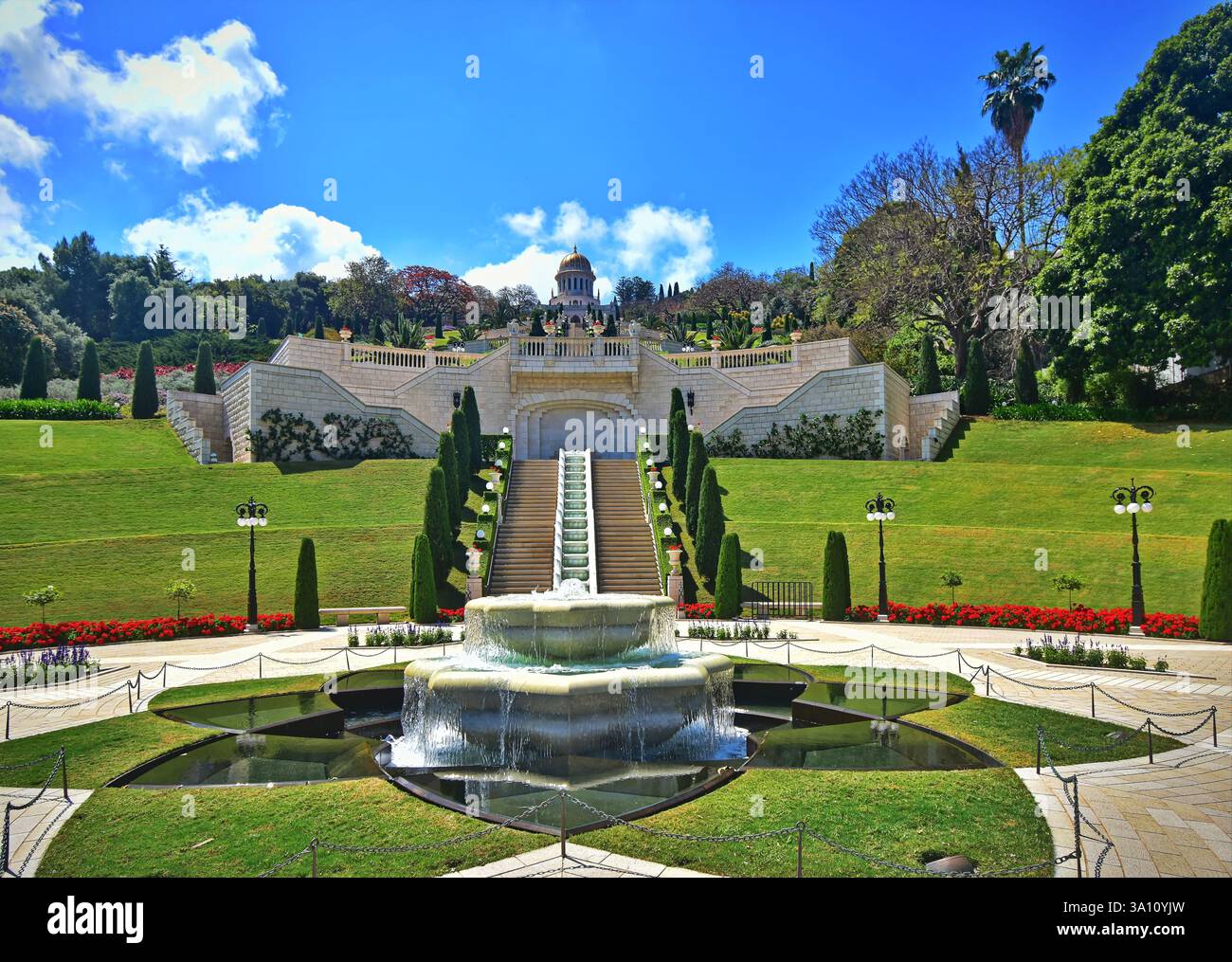 Bahai Gardens on Mount Carmel - landmark of Haifa, Israel. Baha'i World ...