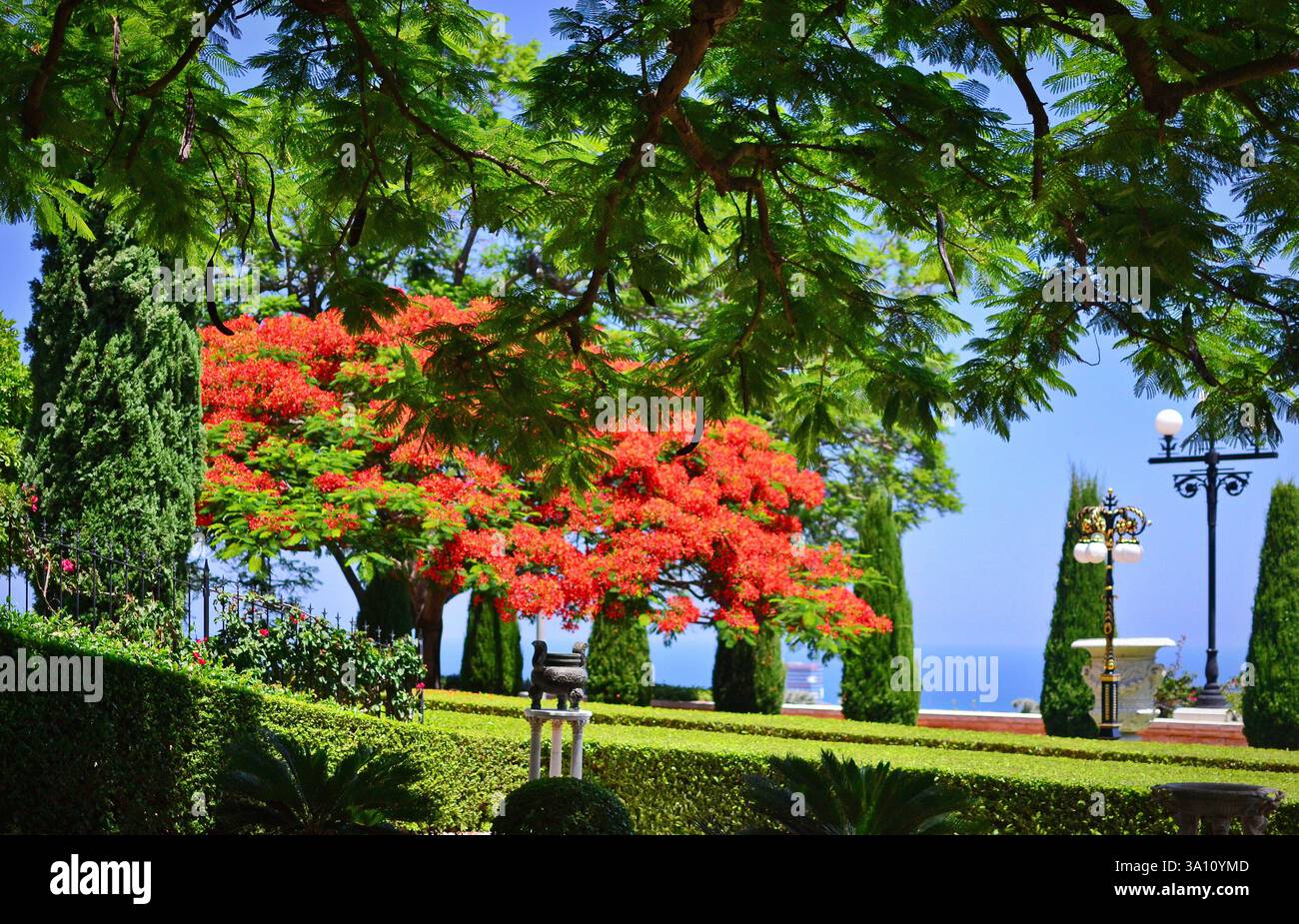 Bahai Gardens on Mount Carmel - landmark of Haifa, Israel. Baha'i World ...