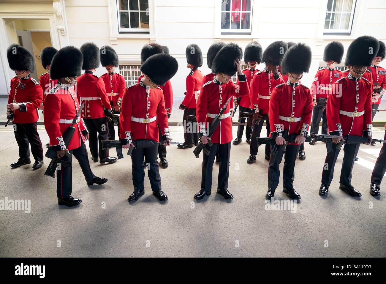F Company Scots Guards prepare for an inspection by General Officer ...