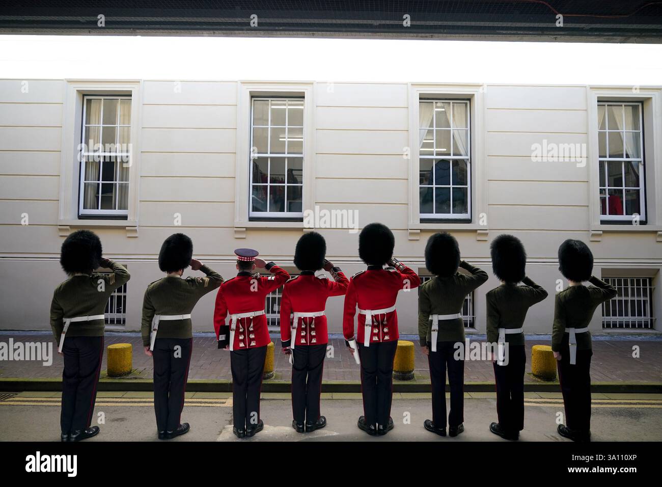 F Company Scots Guards prepare for an inspection by General Officer ...