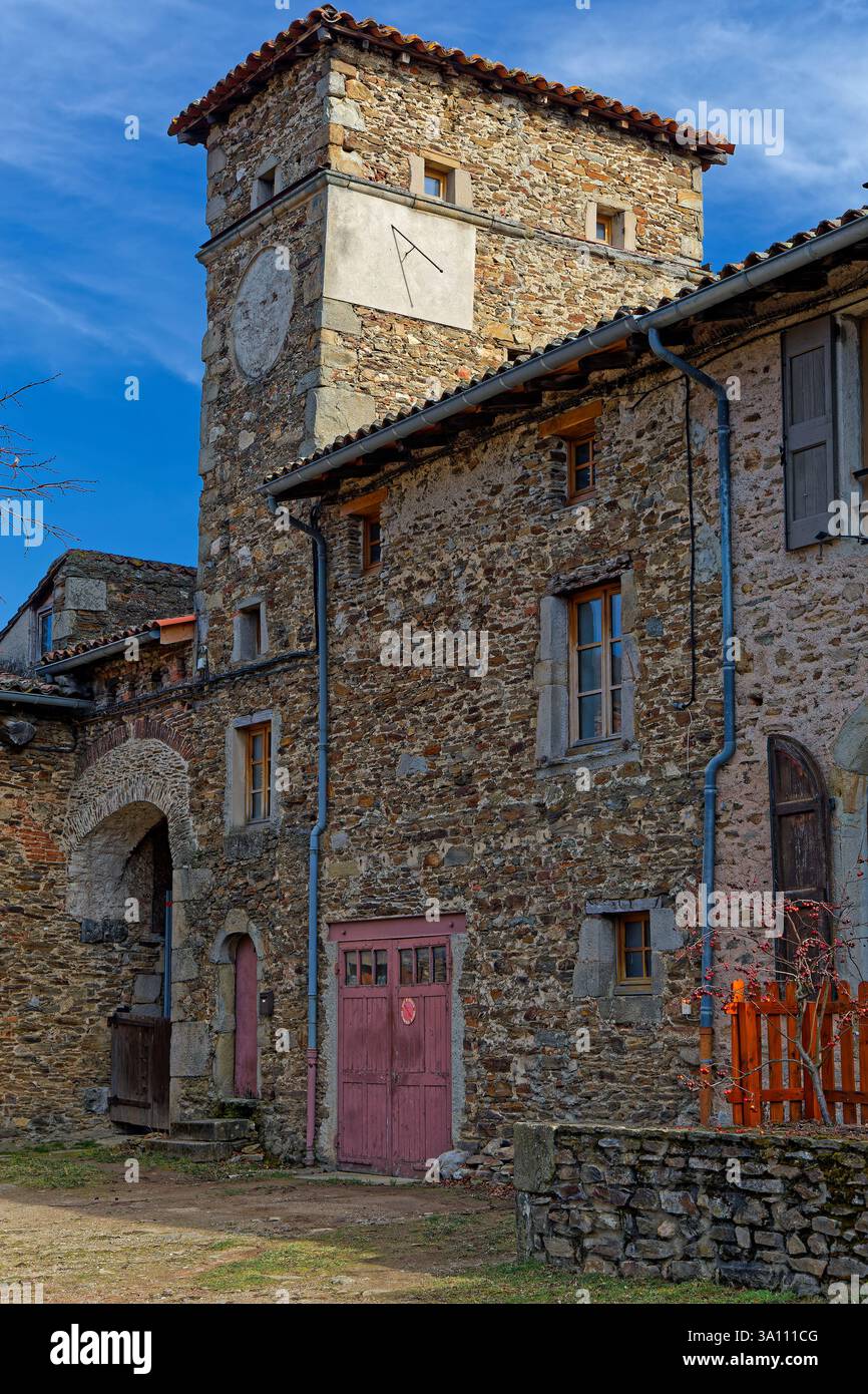 SAINTE-CROIX, FRANCE, March 3, 2025 : Sundial on an old tower of ...
