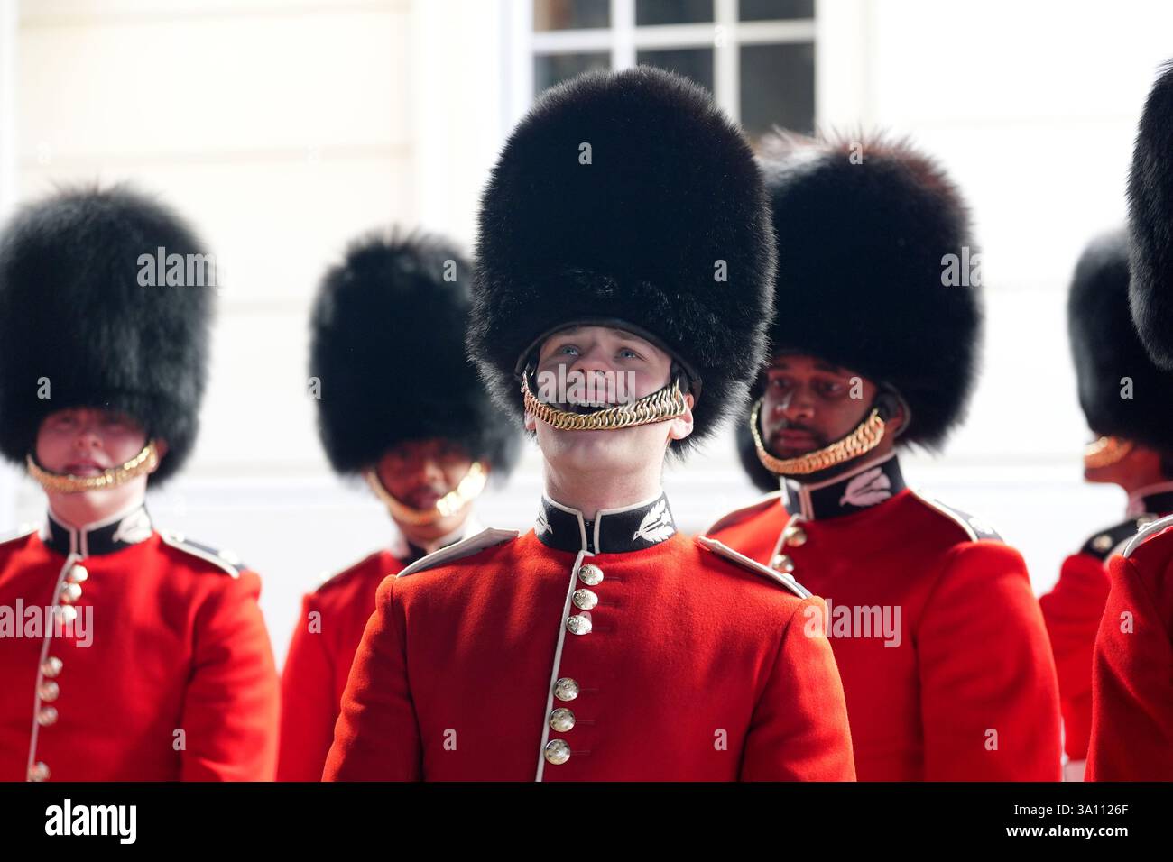 F Company Scots Guards prepare for an inspection by General Officer ...