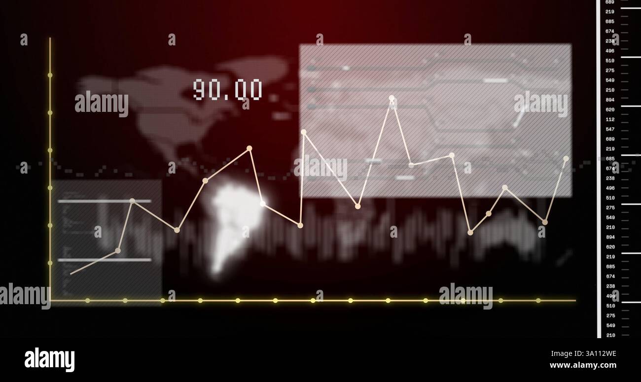 Financial data chart image over fluctuating stock market graph Stock Photo - Alamy