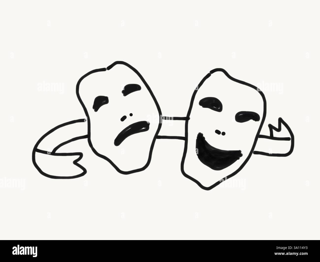 Comedy and tragedy white theater masks. Happy and sad mask. Drama and ...