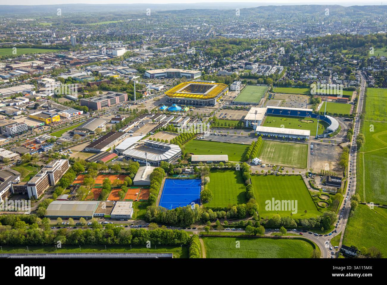 Aerial view, Aachen Tivoli, soccer stadium in the Soers sports park, home ground of the ...
