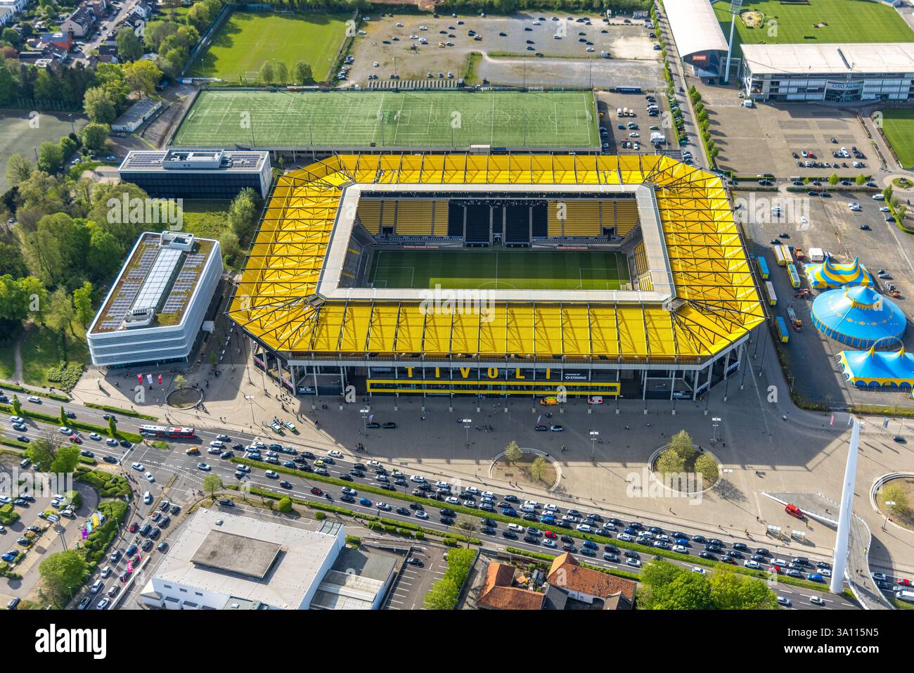 Aerial view, Aachen Tivoli, soccer stadium in the Soers sports park ...