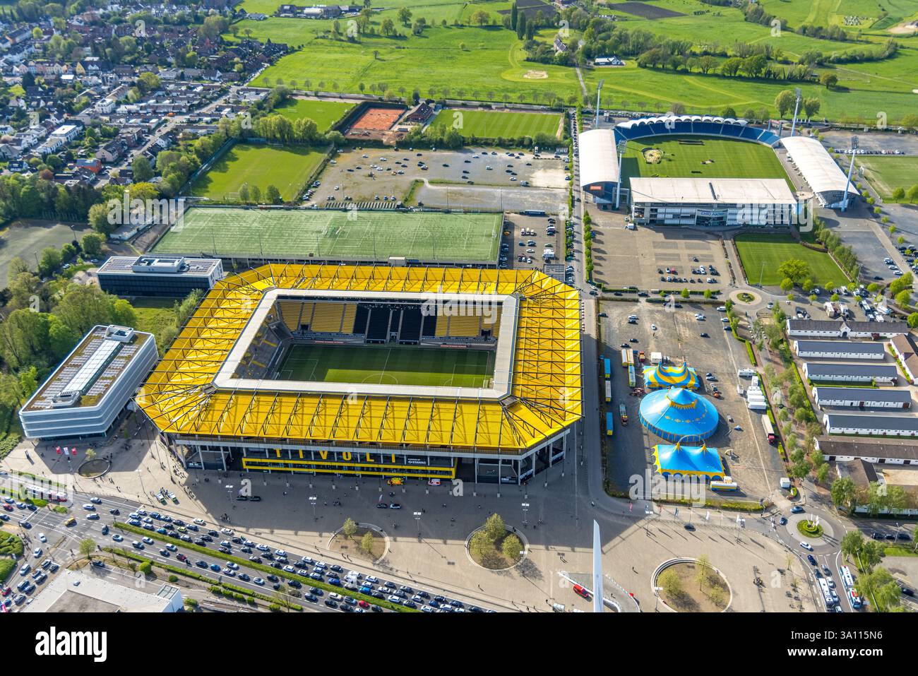 Aerial view, Aachen Tivoli, soccer stadium in the Soers sports park ...