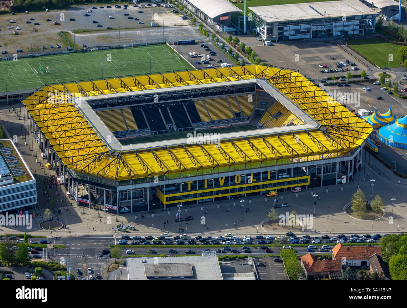 Aerial view, Aachen Tivoli, soccer stadium in the Soers sports park ...