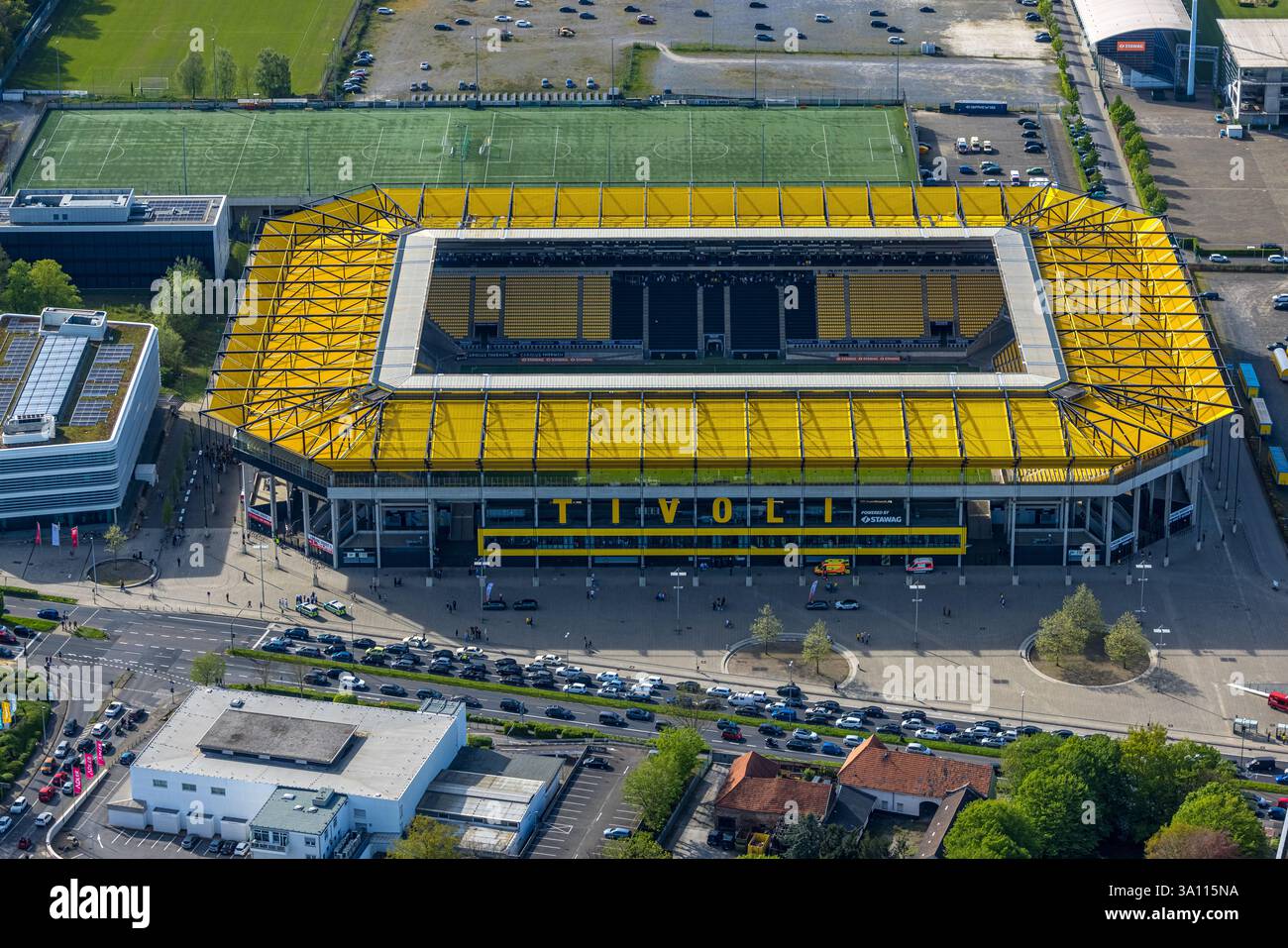 Aerial view, Aachen Tivoli, soccer stadium in the Soers sports park ...