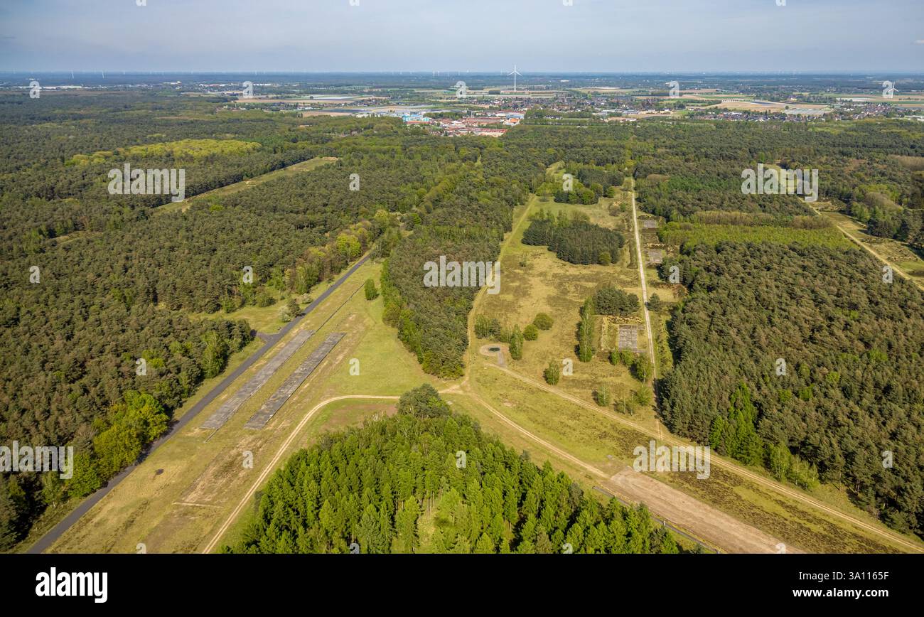 Aerial view, nature reserve NSG Heidemoore II and Brachter Wald on the ...