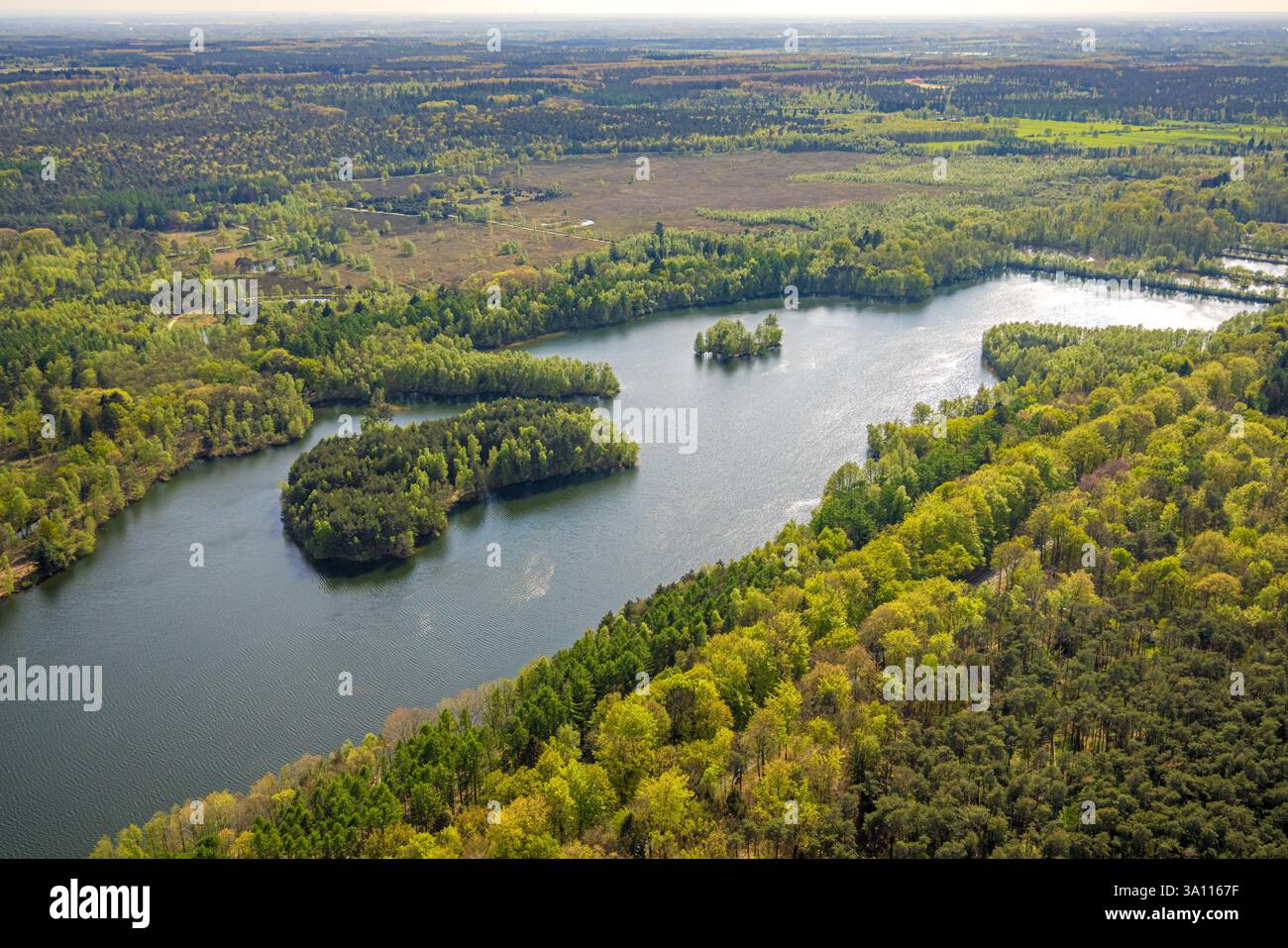 Aerial view, Diergartscher See nature reserve NSG Elmpter Schwalmbruch ...