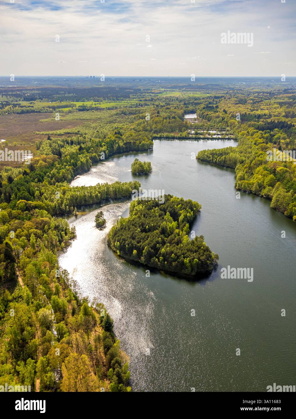 Aerial view, Diergartscher See nature reserve NSG Elmpter Schwalmbruch ...