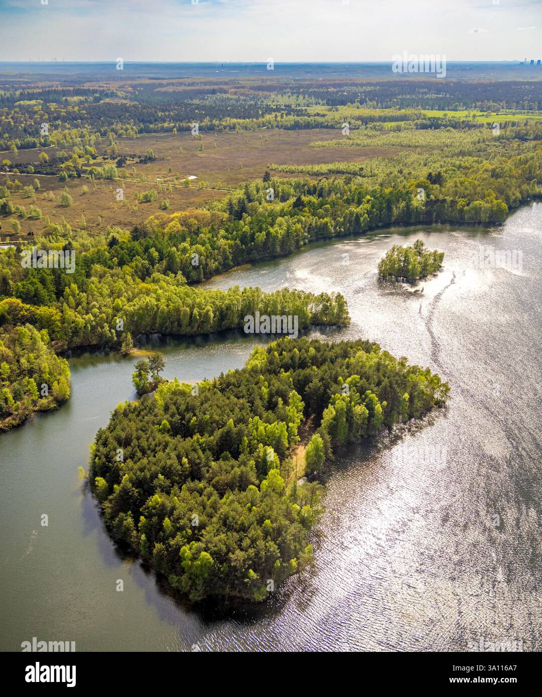 Aerial view, Diergartscher See nature reserve NSG Elmpter Schwalmbruch ...