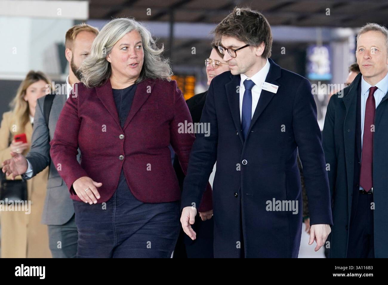 Transport Secretary Heidi Alexander (left) at Reading train station at ...