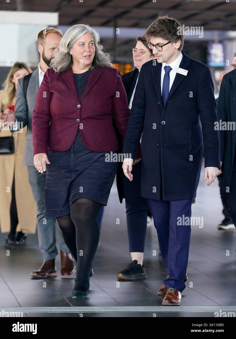 Transport Secretary Heidi Alexander (left) at Reading train station at ...