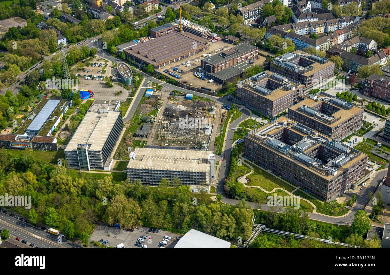 Aerial view, RWE AG at RWE Platz with construction site, Nordviertel ...