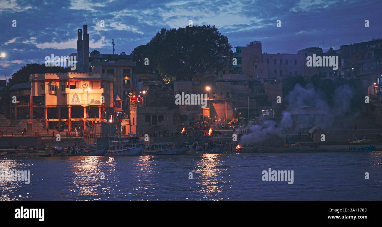 Varanasi, India. Funeral Rites Of Cremation At Harishchandra Ghat ...
