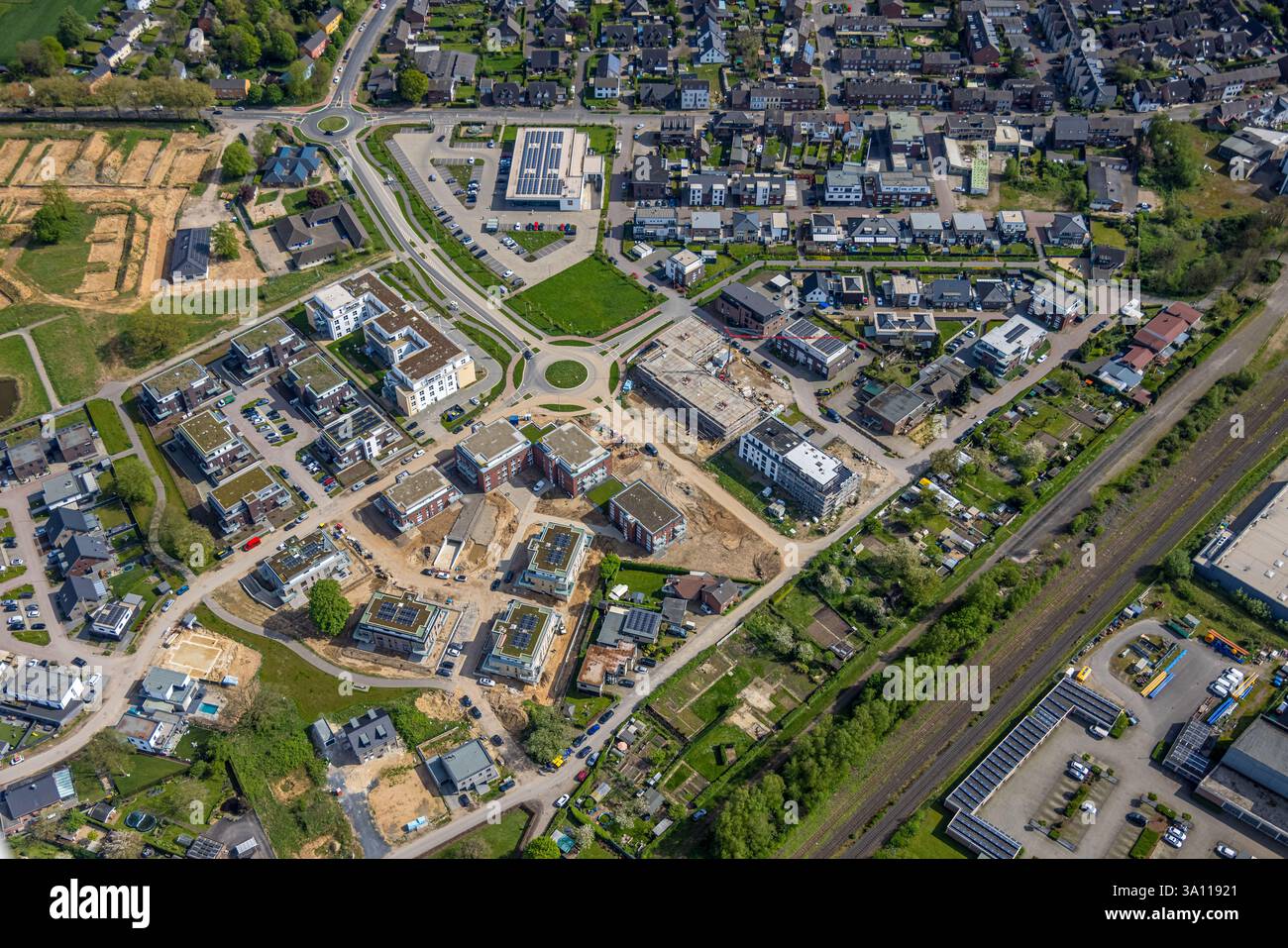 Aerial view, New Zealand Goch residential complex housing estate ...