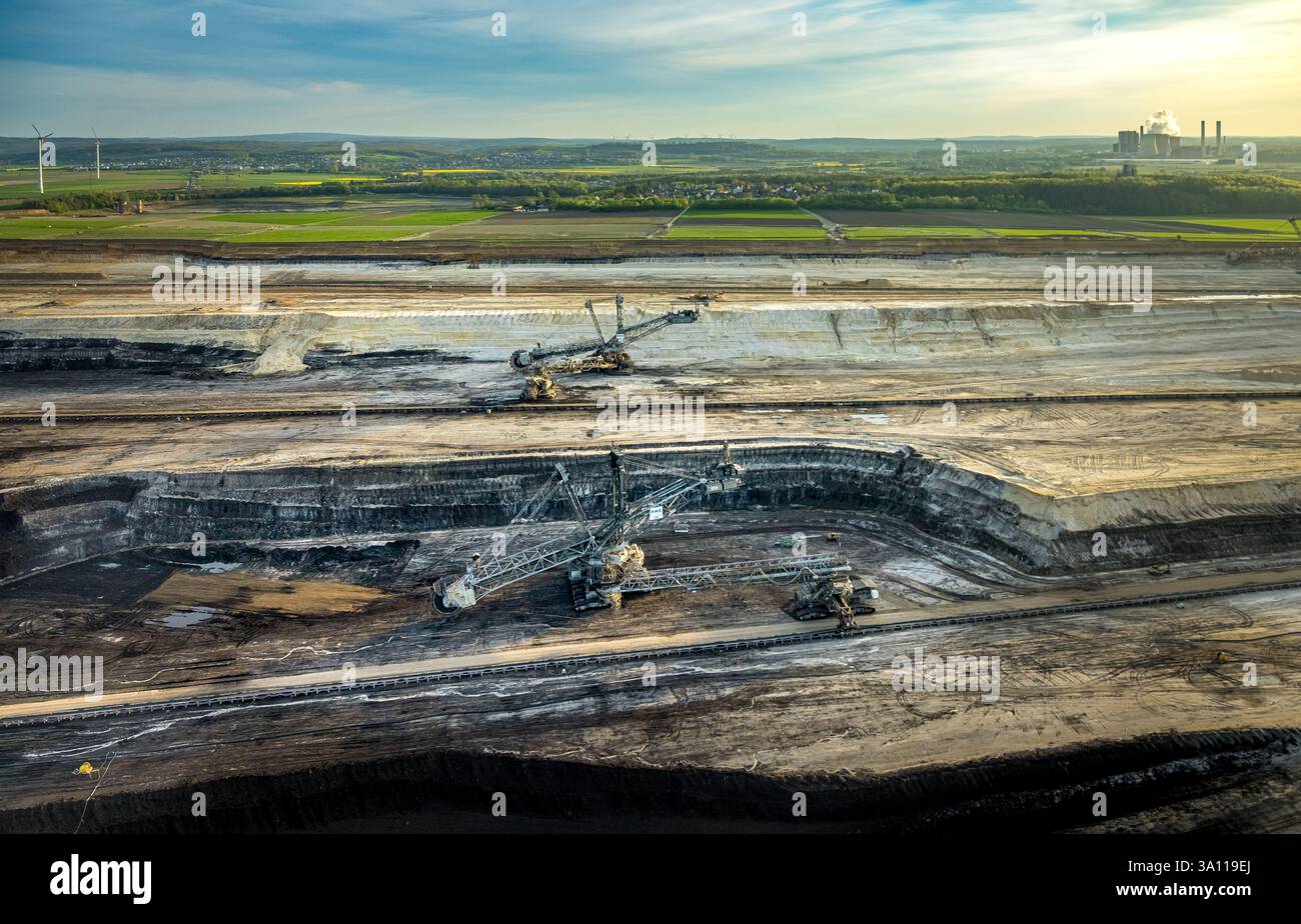Aerial view, RWE Power AG's Inden opencast lignite mine, supplying the ...