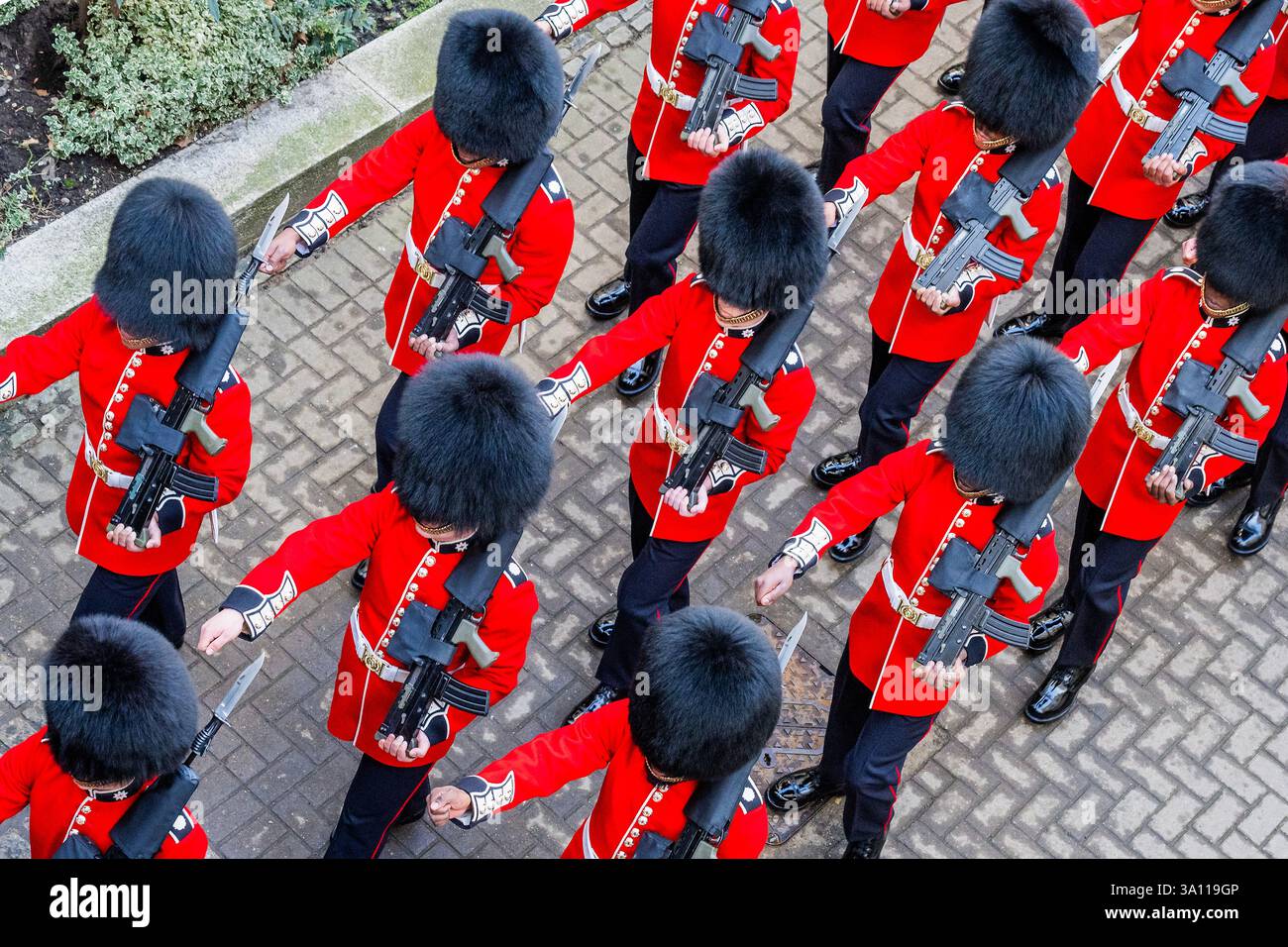 London, UK. 6 Mar 2025. 7 Company Coldstream Guards march off after ...