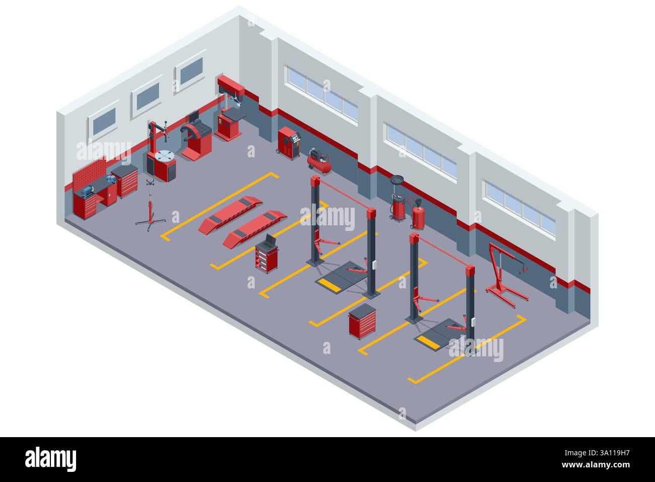An isometric vector illustration of a car engine diagnostic test in ...
