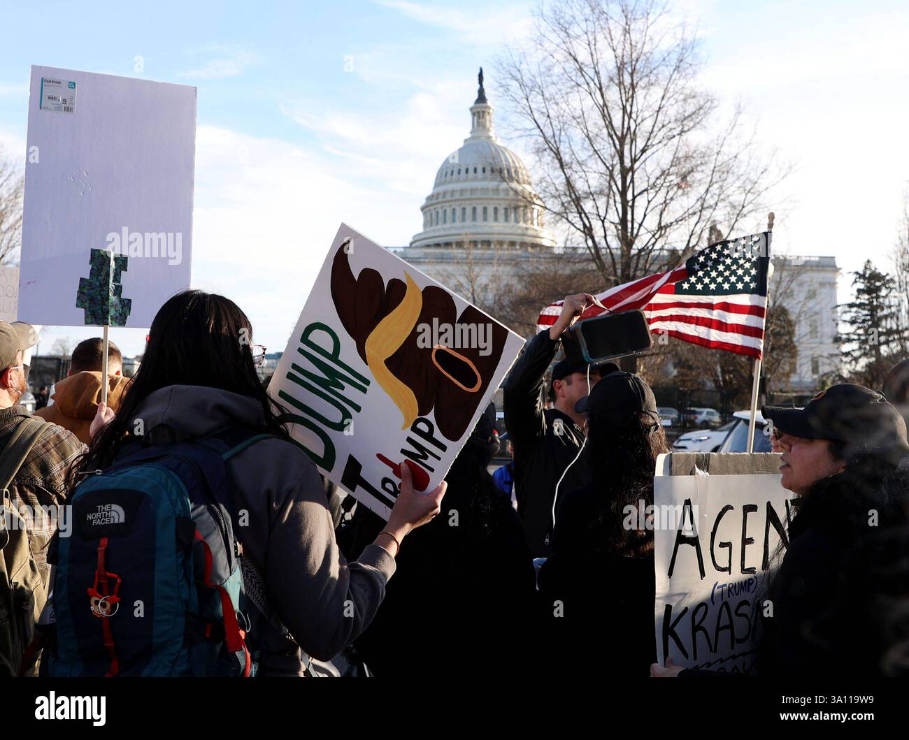 Protest against President Donald Trump ahead of his address to a joint ...