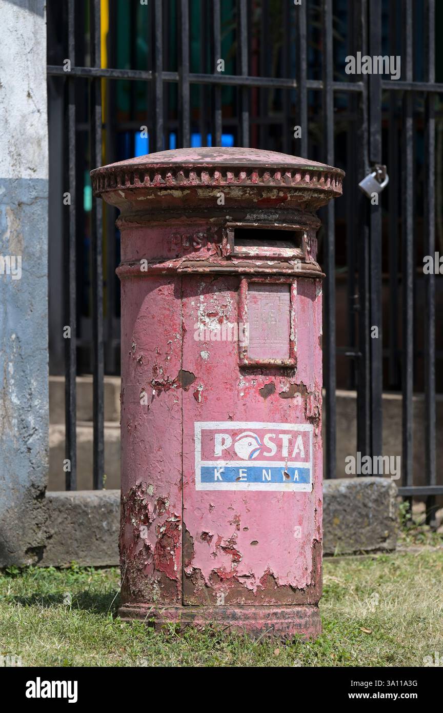 KENYA, Nairobi, old british style red metal letter box of Posta Kenya ...