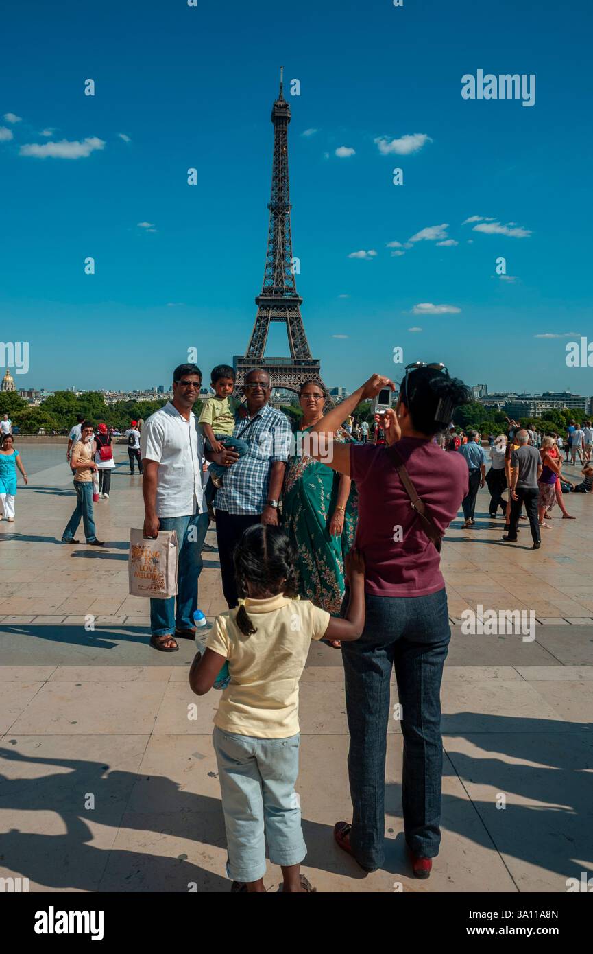 Paris, France, Street Scene, Crowd People, Tourist Family Visiting ...