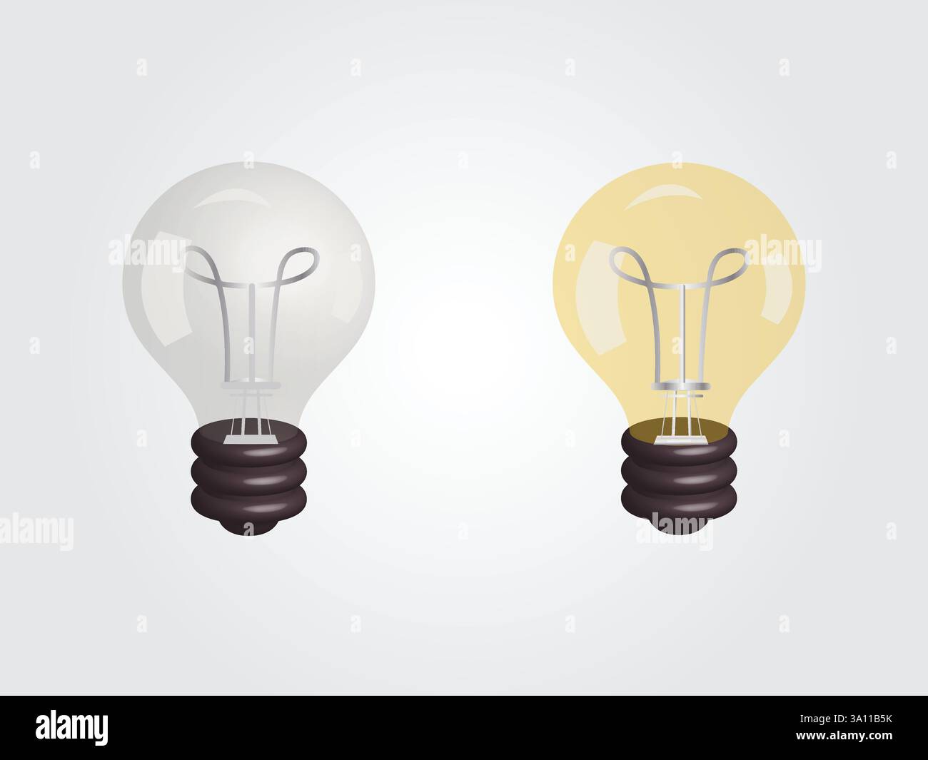 3d white and yellow light bulb icon isolated on gray background.white ...