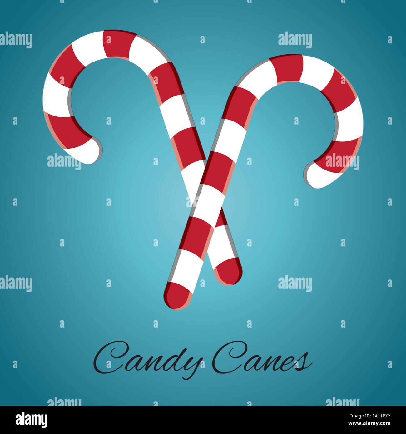 Candy Canes with red and white stripes isolated on Gradient background ...