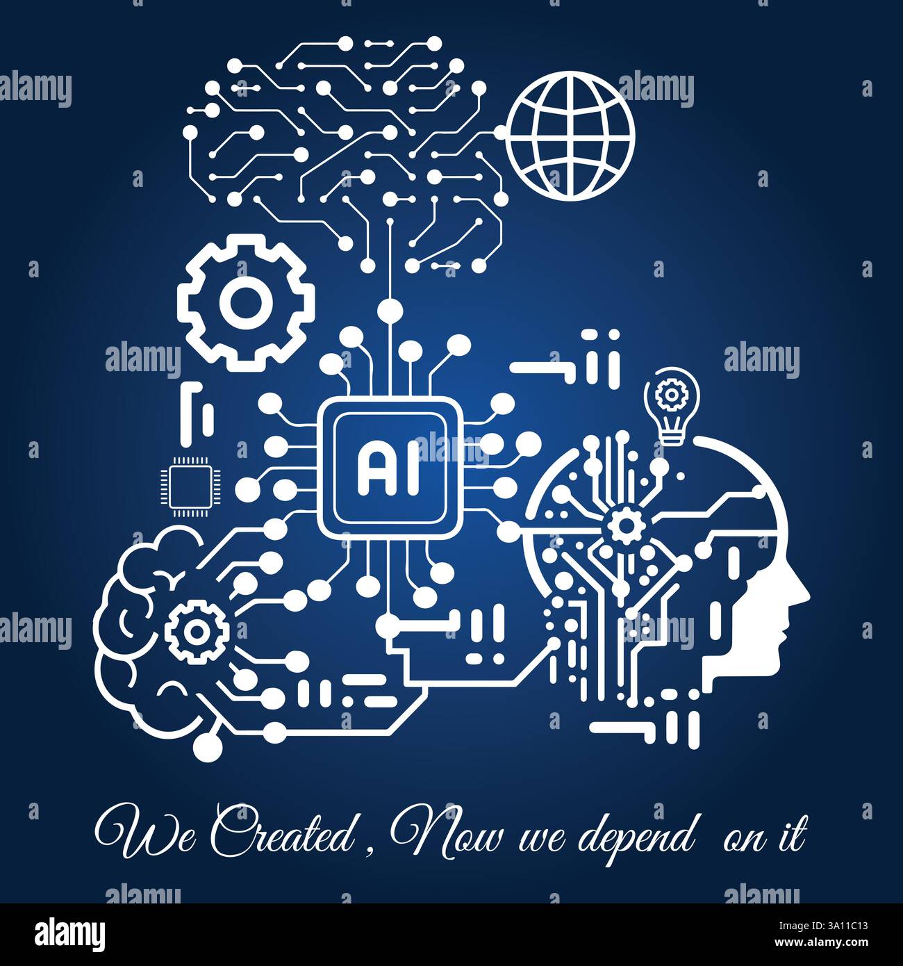 Artificial intelligence AI pictogram. Technology related to artificial intelligence, computers ...
